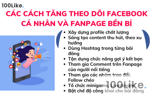 10+ Mẹo tăng theo dõi Facebook cá nhân và Fanpage - 100Like
